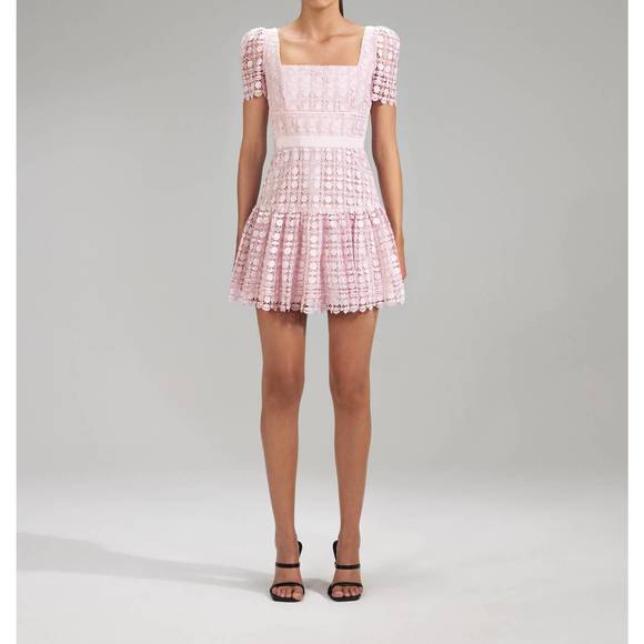 Self-Portrait | Dresses | New Selfportrait Lace Mini Dress In Pink ...